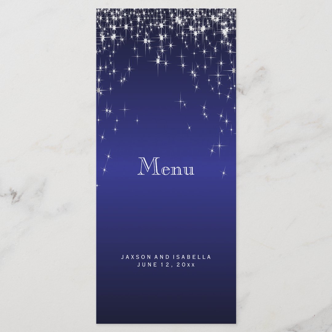Star Lights in Dark Blue - Menu | Zazzle