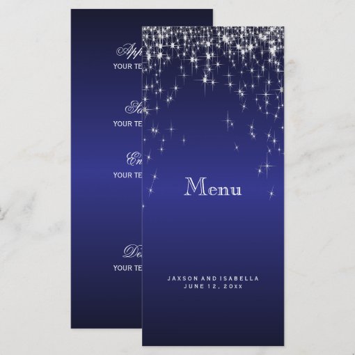 Star Lights in Dark Blue - Menu | Zazzle