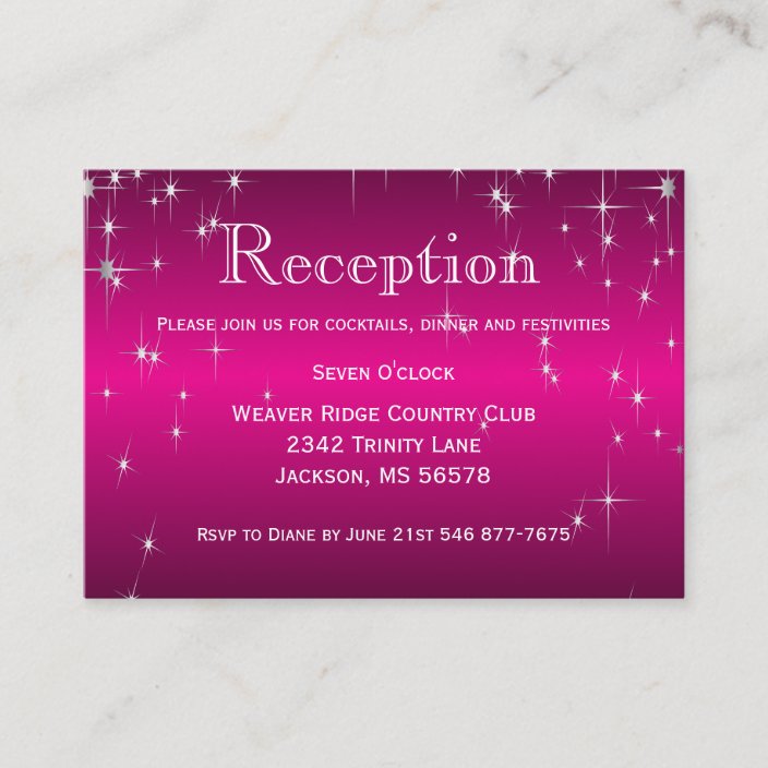 Star Lights in Metallic Hot Pink - Reception Enclosure Card | Zazzle.com