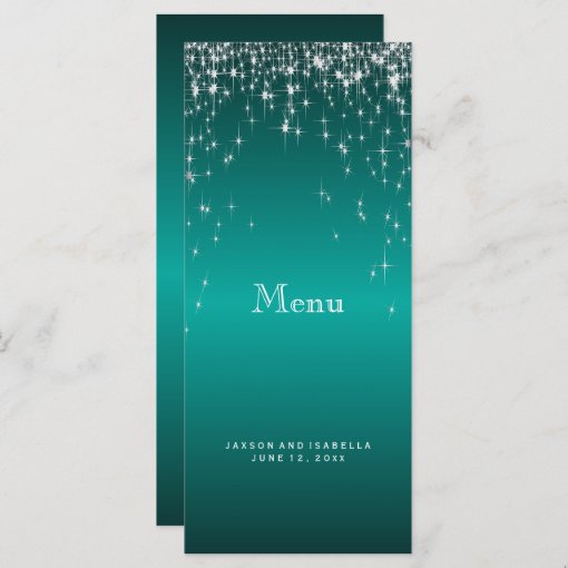 Star Lights in Teal - Menu | Zazzle