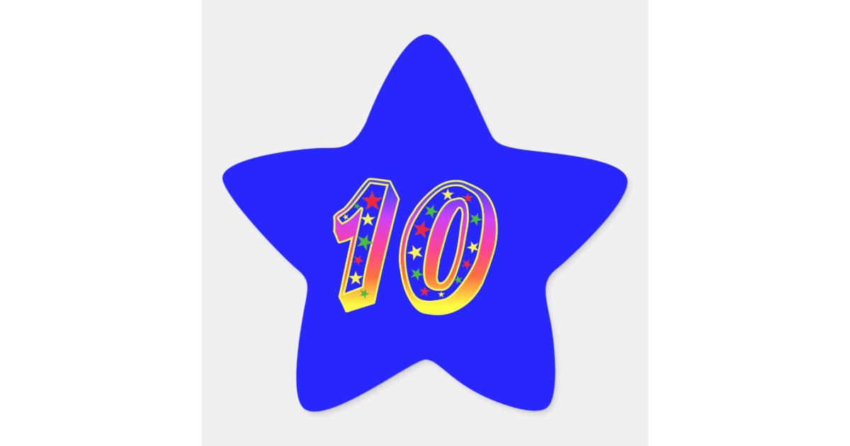 Star Number 10th Birthday Party Sticker | Zazzle