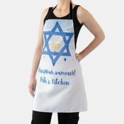 Star of David, Menorah Hanukkah Sameach Apron | Zazzle