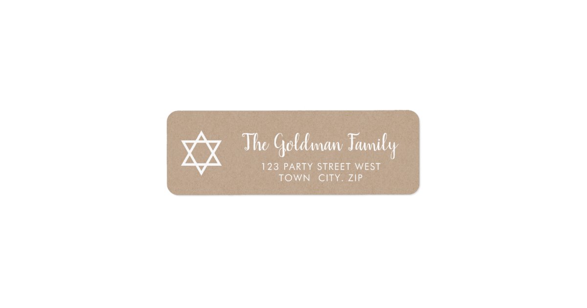 STAR OF DAVID modern plain simple kraft white Label | Zazzle