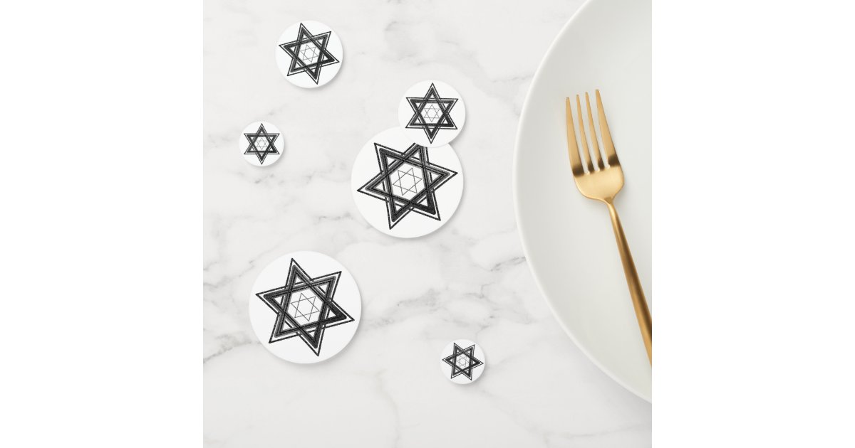 Star of David | Simple Black and White Jewish Confetti | Zazzle