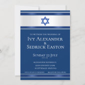 Star of David White Satin Navy Blue Invitation | Zazzle
