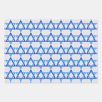Star of David Wrapping Paper Flat Sheet Set of 3 | Zazzle