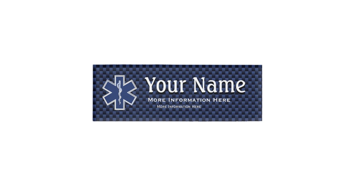 Star of Life Paramedic design EMS tag on carbon | Zazzle