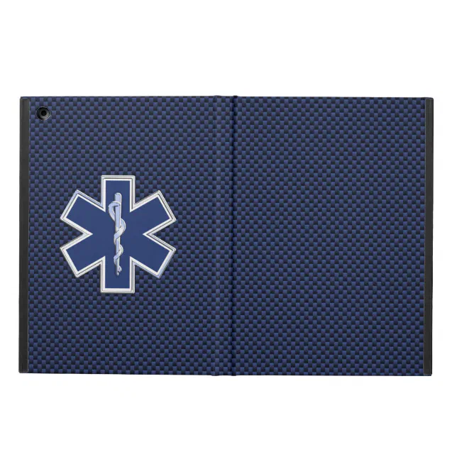 Star of Life Paramedic EMS on Blue Carbon Fiber iPad Air Case | Zazzle