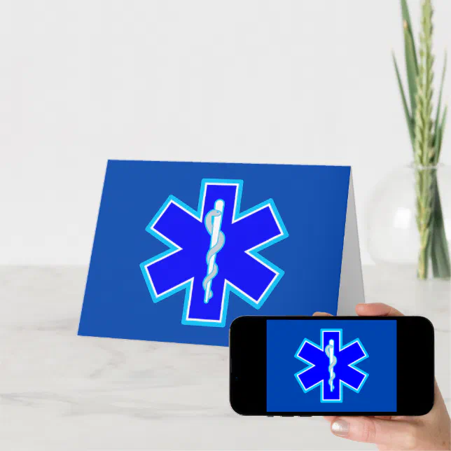 Star of Life Paramedic Symbol EMS Blue Card | Zazzle