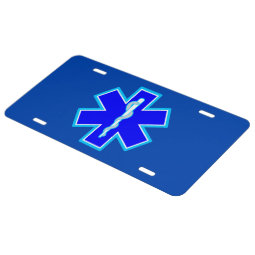 Star of Life Paramedic Symbol EMS Blue License Plate | Zazzle