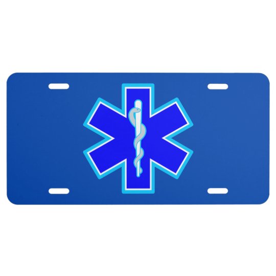 Star of Life Paramedic Symbol EMS Blue License Plate | Zazzle.com