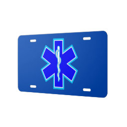Star of Life Paramedic Symbol EMS Blue License Plate | Zazzle