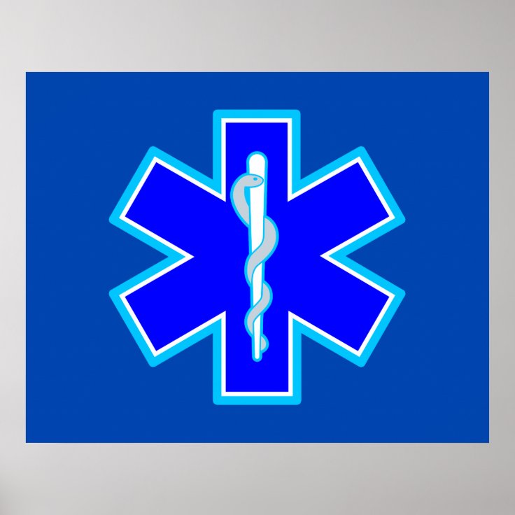 Star of Life Paramedic Symbol EMS Blue Poster | Zazzle