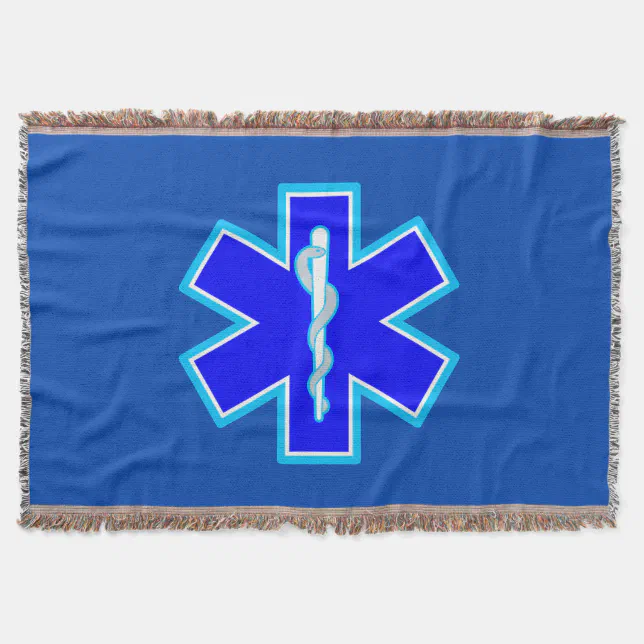 Star of Life Paramedic Symbol EMS Blue Throw Blanket | Zazzle