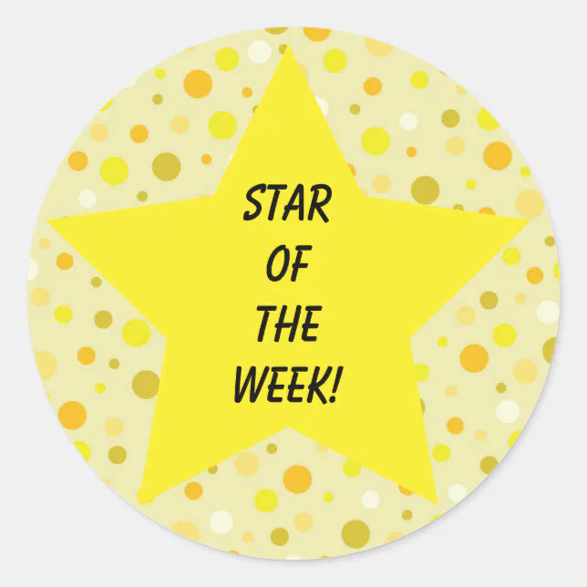 Star of the Week Yellow Classic Round Sticker | Zazzle