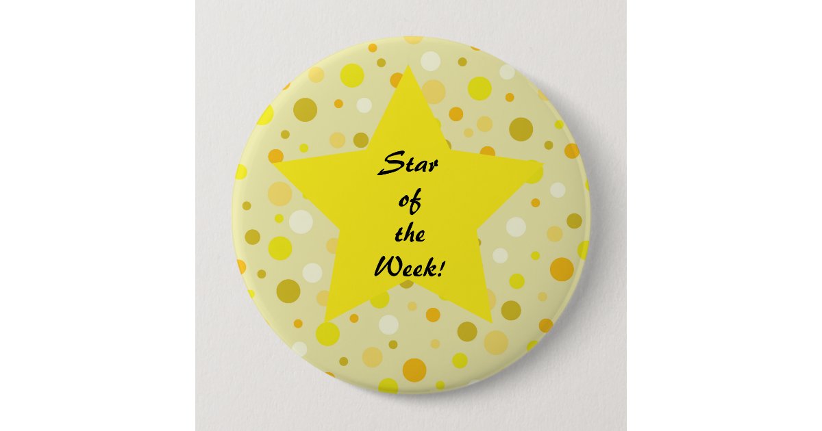 Star of the Week Yellow Star Dot background Button | Zazzle