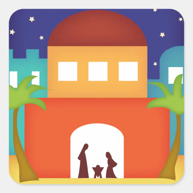 Star over Bethlehem Christmas Nativity Square Sticker | Zazzle