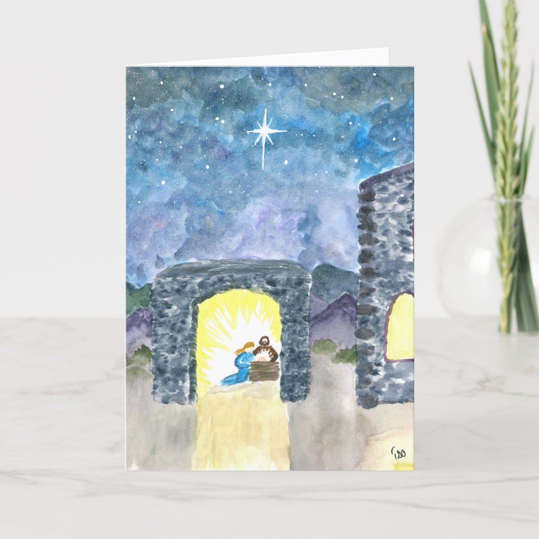 Star Over the Stable Christmas Card | Zazzle