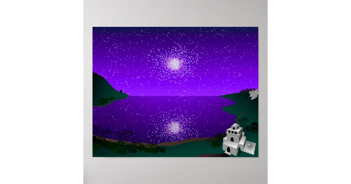 "Star Port" - Star Cluster over Alien Landscape Poster | Zazzle