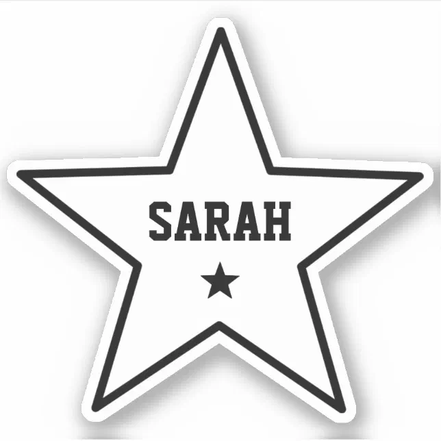 Star Shape Outline Simple Cool Custom Name Sticker | Zazzle