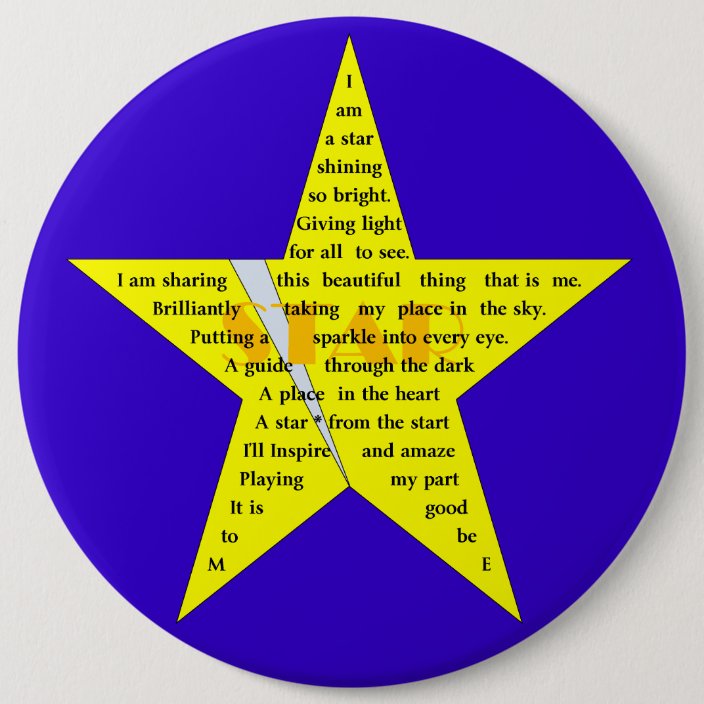 Star Shape Poem Badge Pinback Button | Zazzle.com