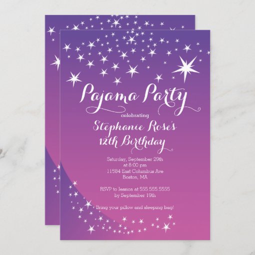 Star Sleepover Party Birthday Party Invitations | Zazzle