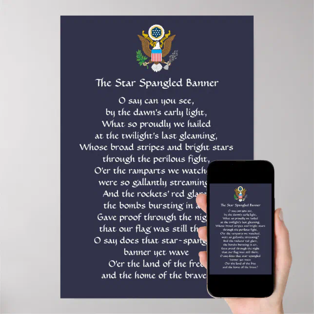 Star Spangled Banner Lyrics Poster | Zazzle