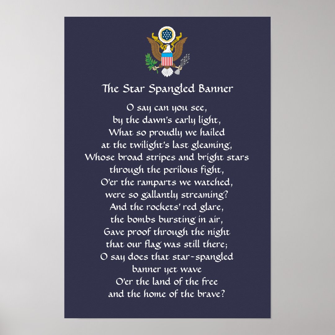 Star Spangled Banner Lyrics Poster | Zazzle