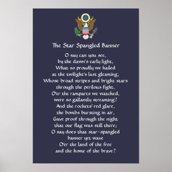 Star Spangled Banner Lyrics Poster | Zazzle