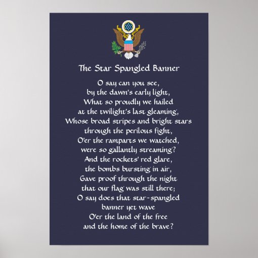 Star Spangled Banner Lyrics Poster | Zazzle