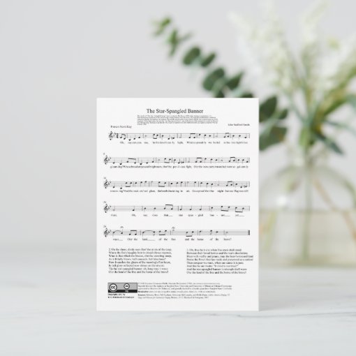 Star-Spangled Banner National Anthem Music Sheet Postcard | Zazzle