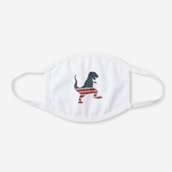 Star Spangled Tyrannosaurus Dinosaur White Cotton Face Mask | Zazzle