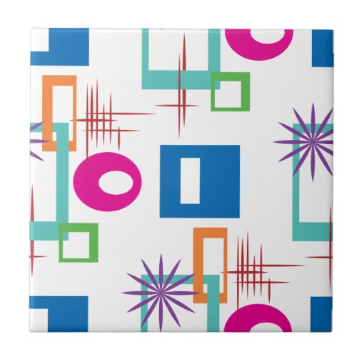 Starburst Geometric Multicolored Pattern Tile | Zazzle