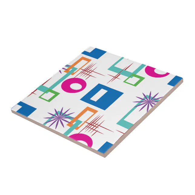 Starburst Geometric Multicolored Pattern Tile | Zazzle
