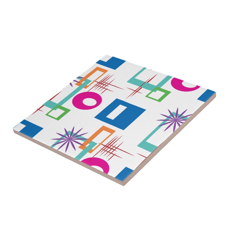 Starburst Geometric Multicolored Pattern Tile | Zazzle