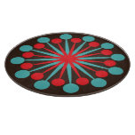 Mid Century Modern Starburst Turquoise Red Pattern Fabric | Zazzle
