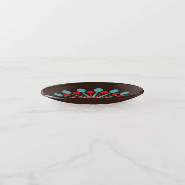 Mid Century Modern Starburst Turquoise Red Pattern Fabric | Zazzle