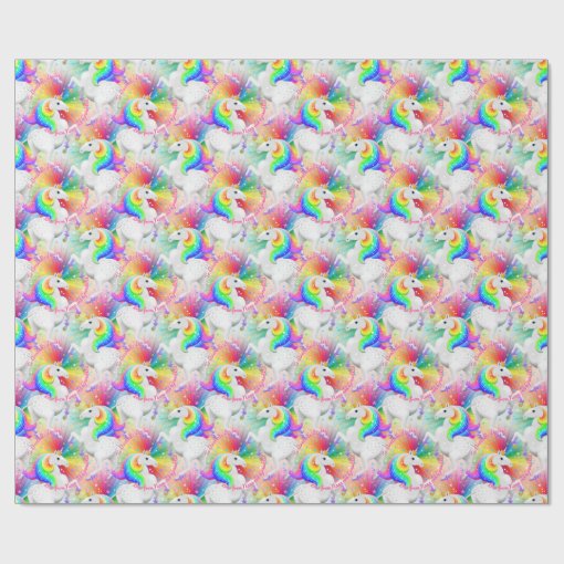 Starburst Unicorn Princess Rainbow Wrapping Paper | Zazzle