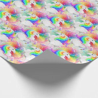 Starburst Unicorn Princess Rainbow Wrapping Paper | Zazzle