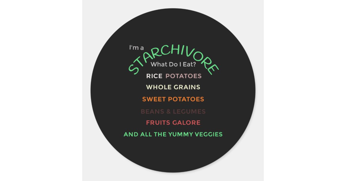 Starchivore Whole Plant-Based Starch Diet Yummy Fo Classic Round ...