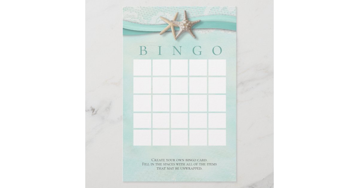 Starfish and Lace Shower Bingo | Zazzle