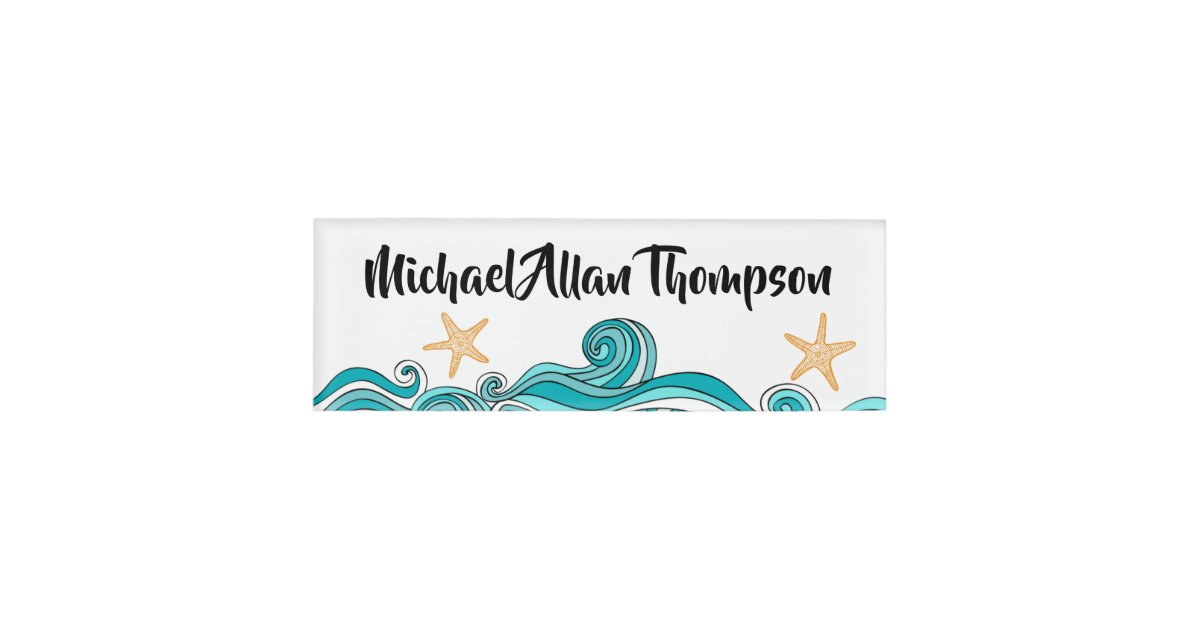 Starfish and Ocean Personalized Name Tag | Zazzle
