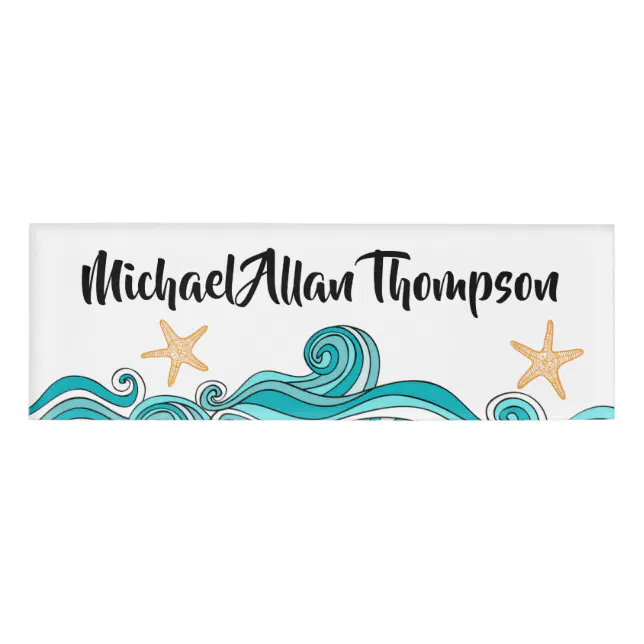 Starfish and Ocean Personalized Name Tag | Zazzle
