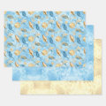 Starfish and Seahorses Blue Ocean Sandy Watercolor Wrapping Paper ...