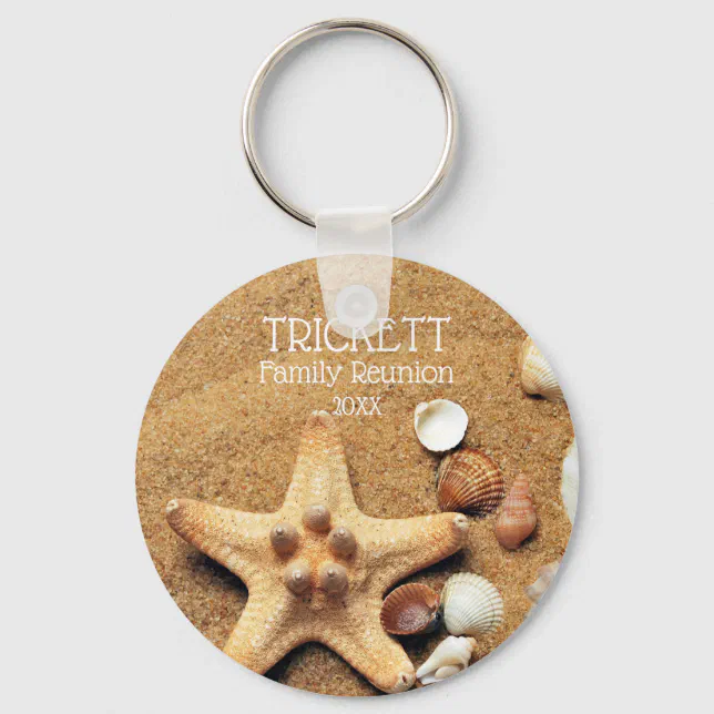 Starfish And Seashells Beach Family Reunion Keychain | Zazzle