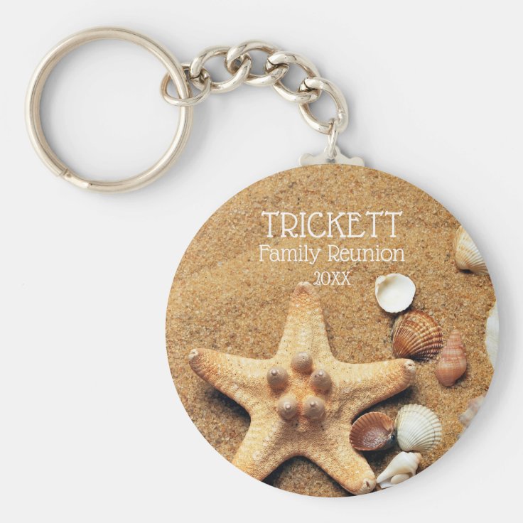 Starfish And Seashells Beach Family Reunion Keychain | Zazzle