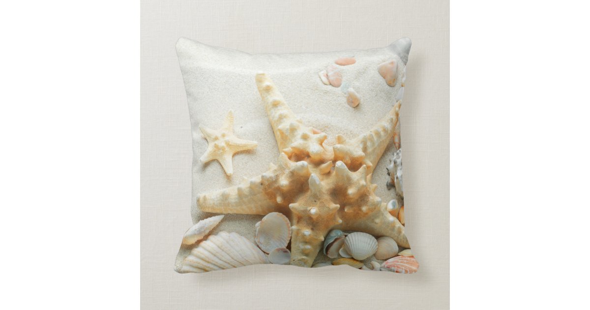 STARFISH AND SEASHELLS CUSHION | Zazzle.com