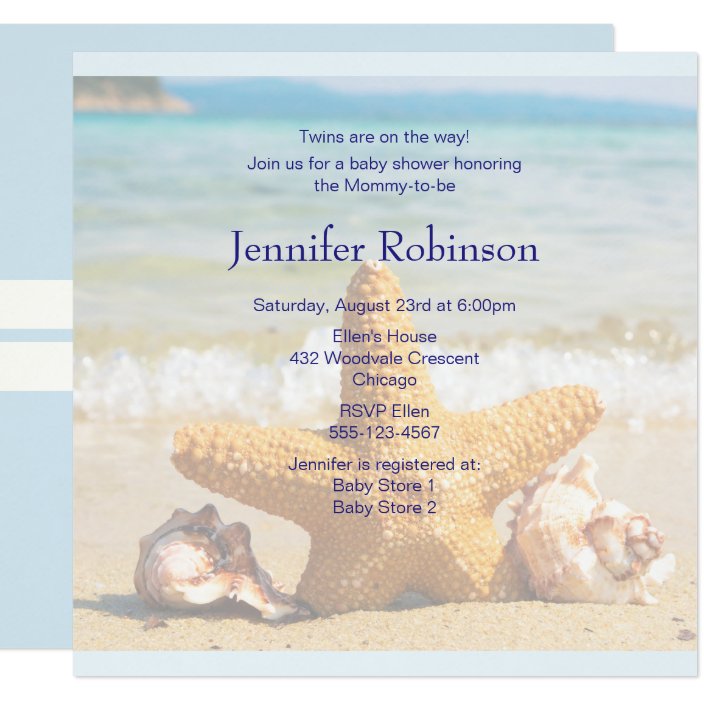 Starfish and Seashells on the Beach Baby Shower Invitation | Zazzle.com