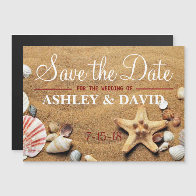 Starfish and Shells Save The Date magnet | Zazzle