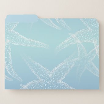 Starfish Aqua Blue Beach File Folders | Zazzle